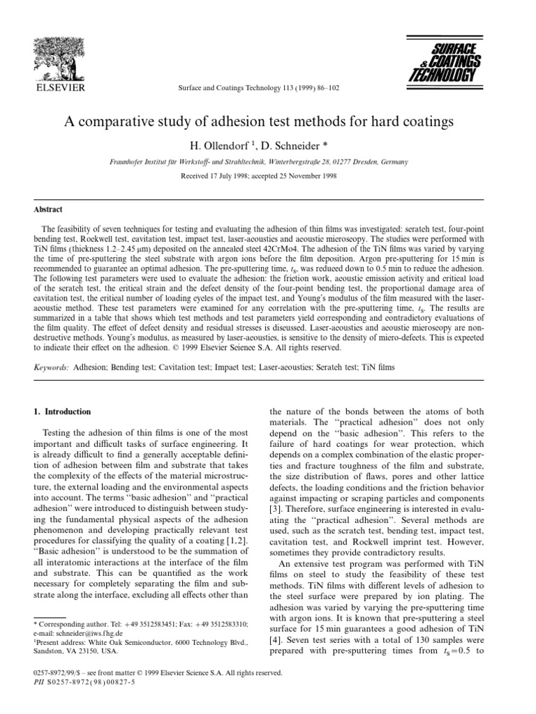 Adhesion Testing of TiN Coatings | PDF | Thin Film | Fracture
