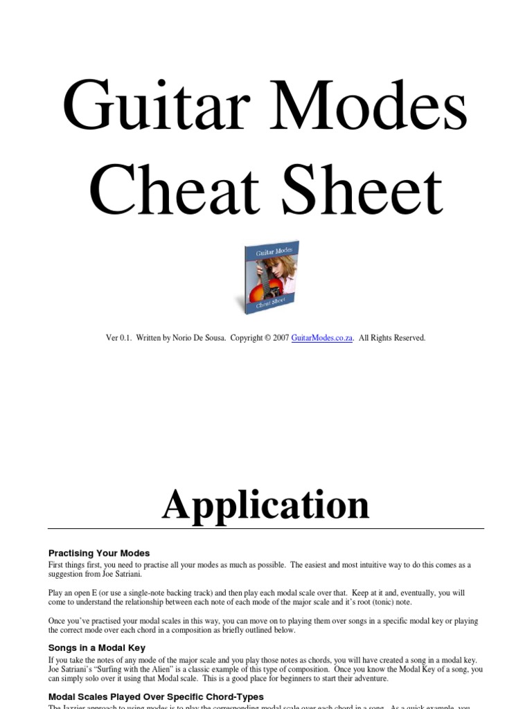 Guitar Modes Cheat Sheet | PDF | Mode (Music) | Scale (Music)
