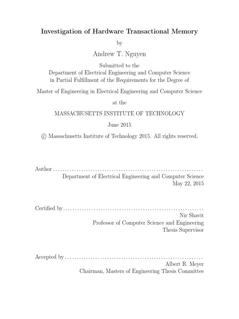 Investigation of Hardware Transactional Memory - 2015 (Andrew-Nguyen-Thesis) | PDF | Cpu Cache ...