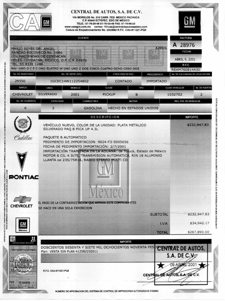 factura silverado | PDF