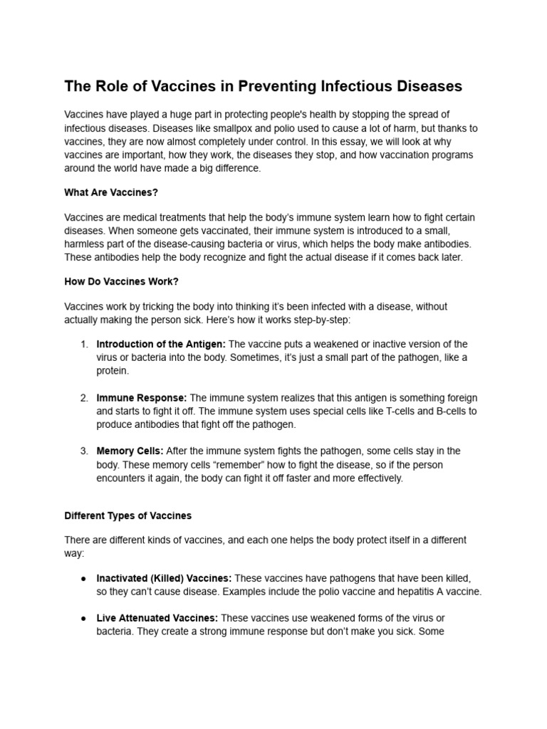 The Role of Vaccines in Preventing Infectious Diseases | PDF | Vaccines ...