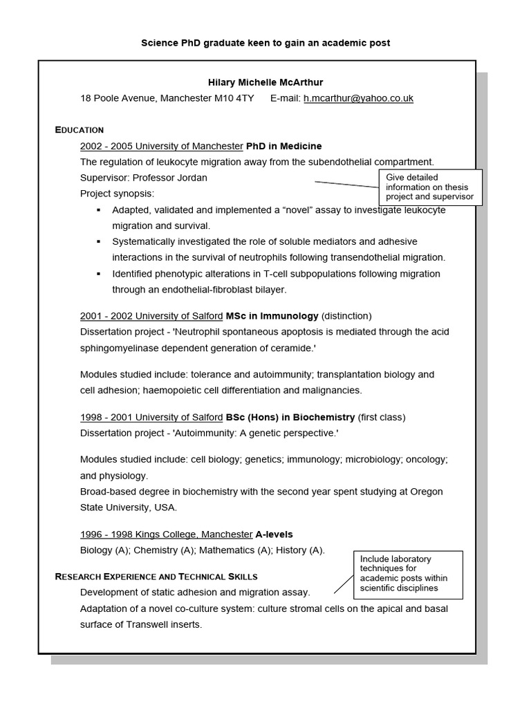 Your PHD Science Academic CV | PDF | Biology | Cell Biology