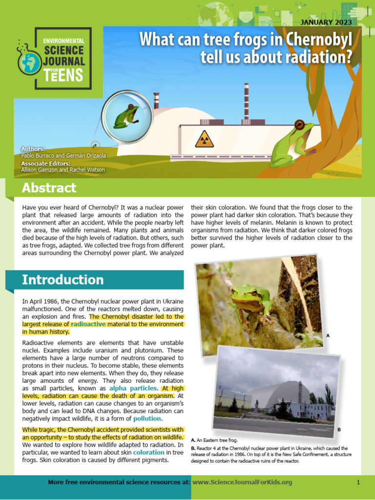 Frogs Evolution Article | PDF | Chernobyl Disaster | Radiation