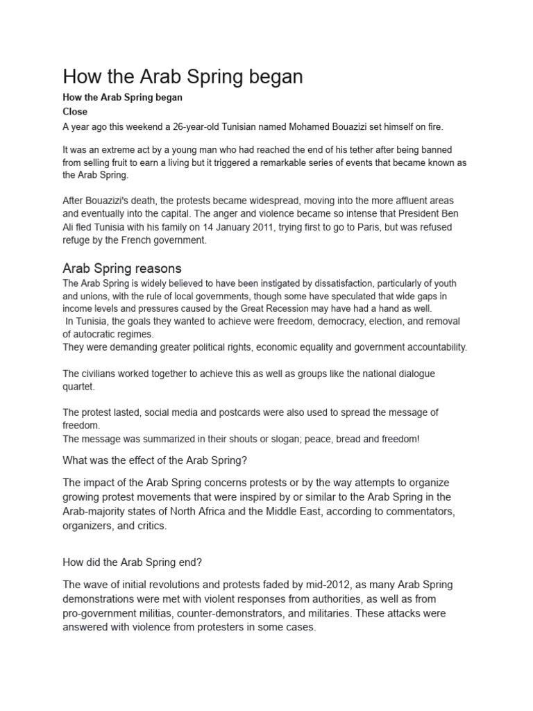 How The Arab Spring Began | PDF