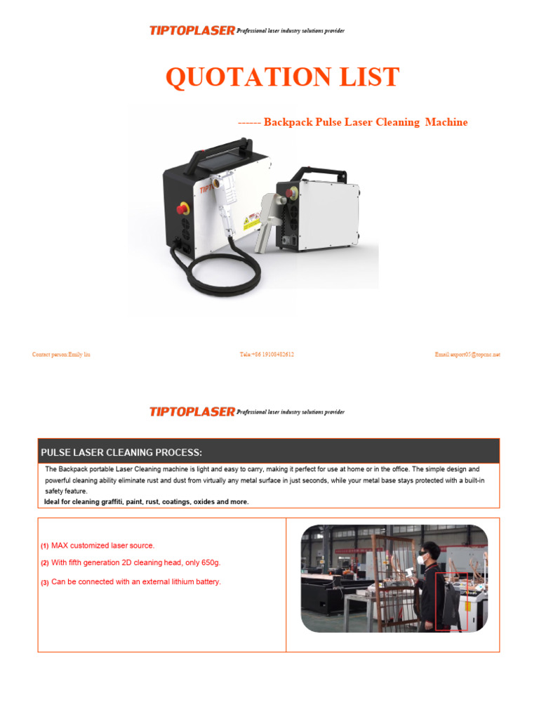 50W 100W Backpack Quotation List | PDF | Laser | Adhesive