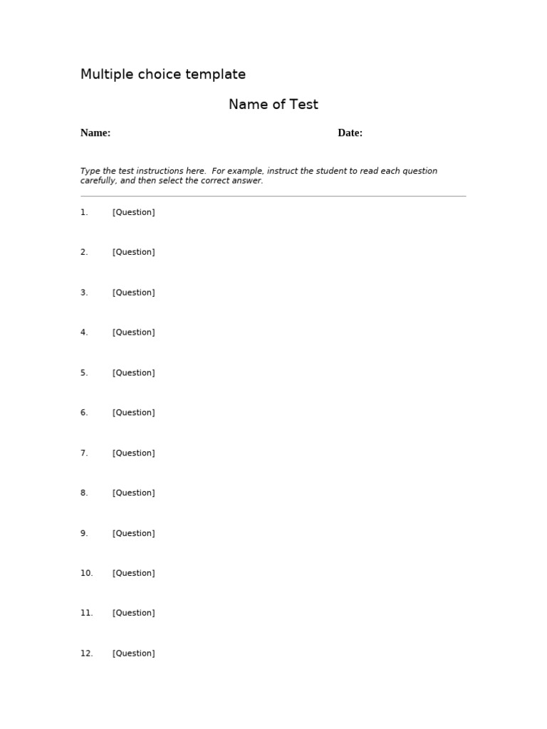 Multiple Choice Test | PDF