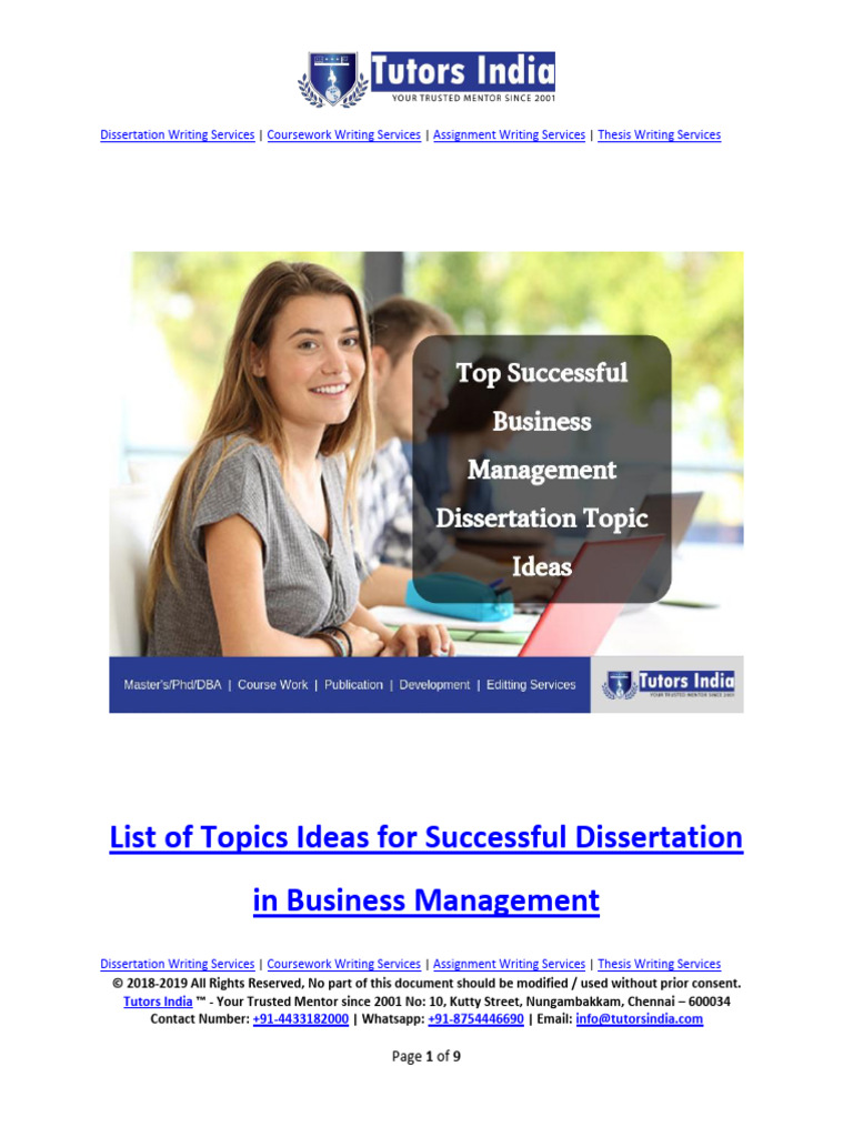 List of Topics Ideas For Successful Diss | PDF | Thesis | Cognition