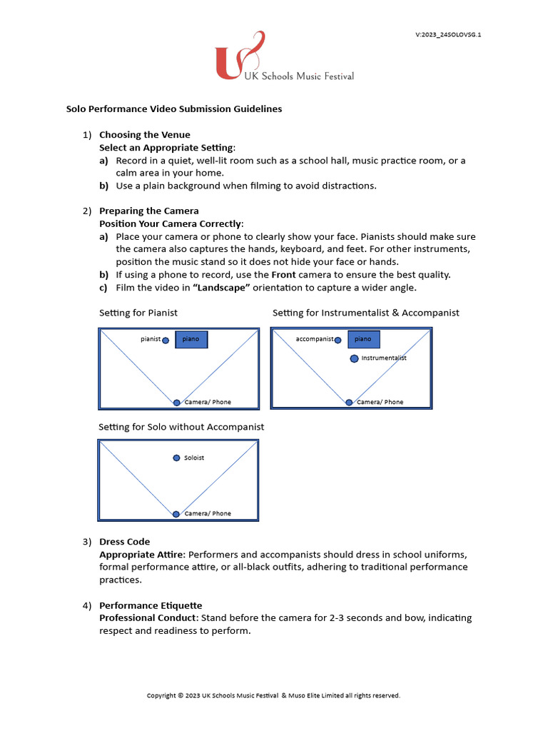 Solo Performance Video Submission Guidelines - 16dec2023 | PDF