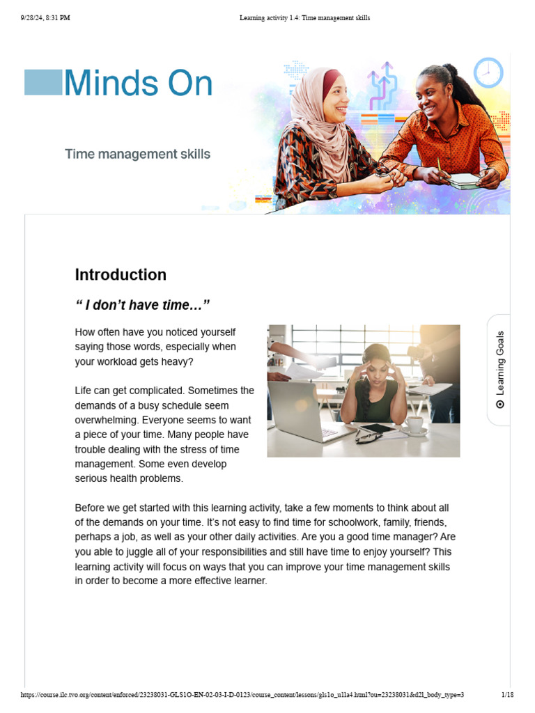 Learning Activity 1.4 - Time Management Skills | PDF | Time Management ...