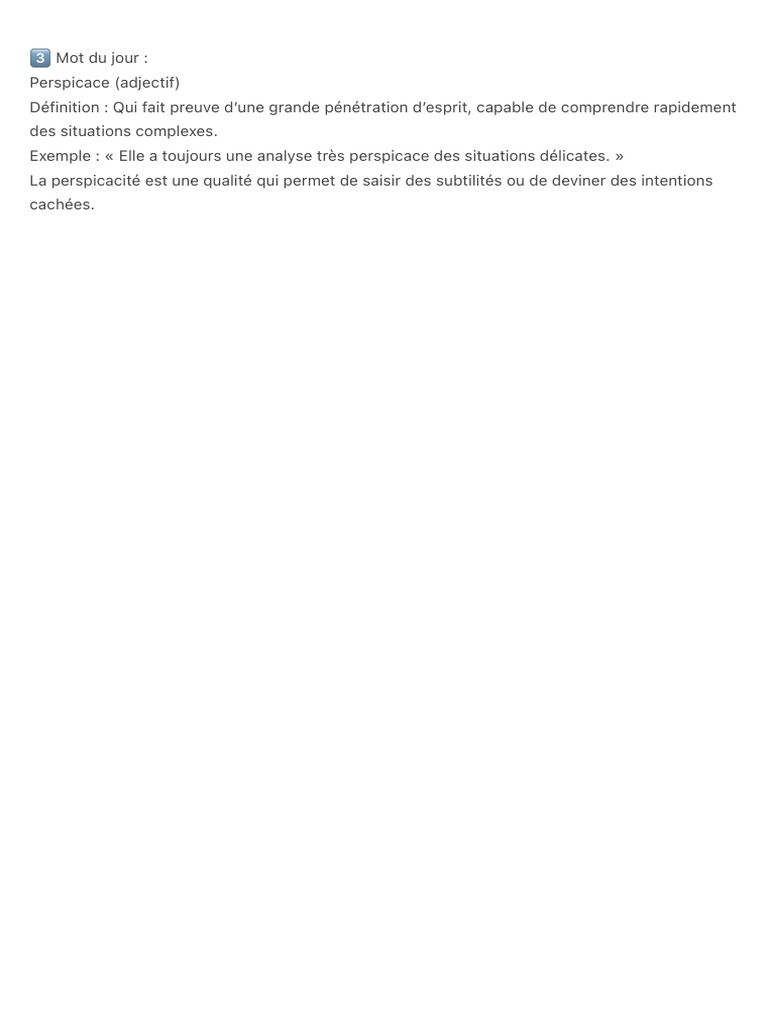 Définition du mot "perspicace" | PDF