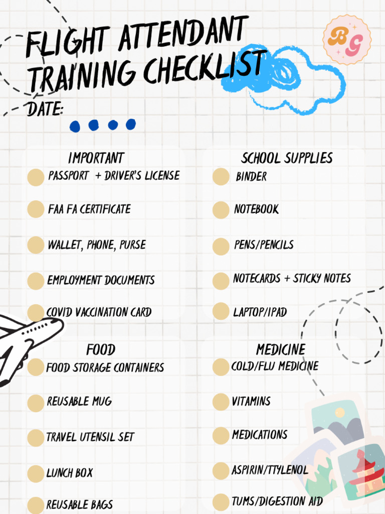 Flight Attendant Training Packing Checklist | PDF