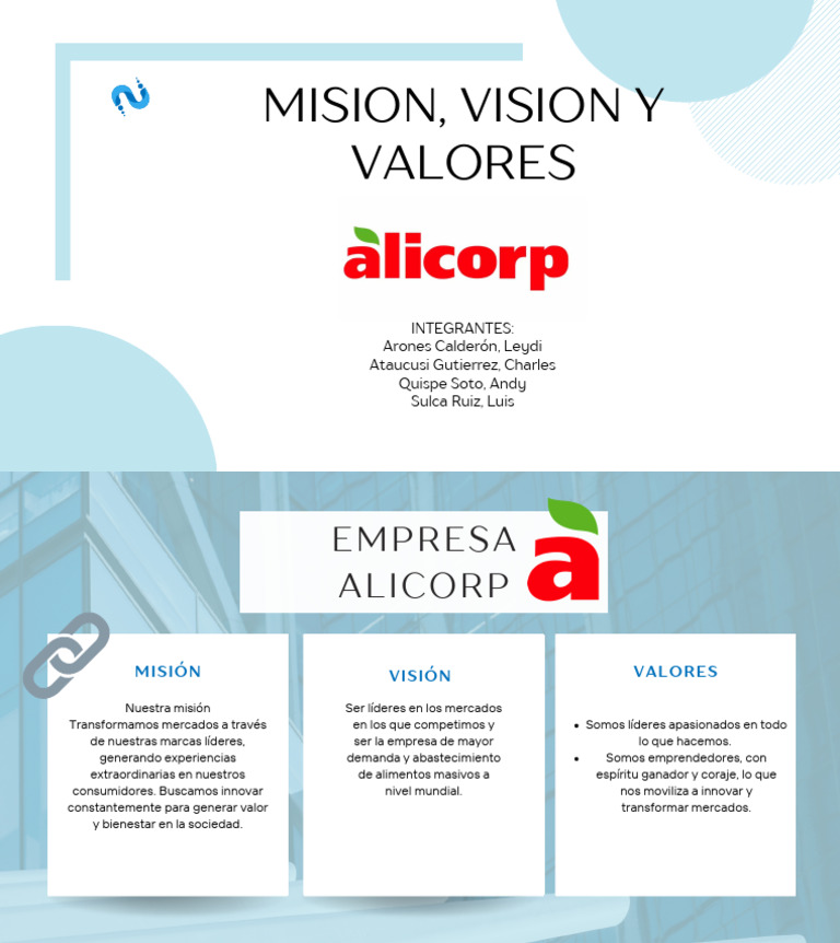 Mision, Vision y Valores-Alicorp | PDF