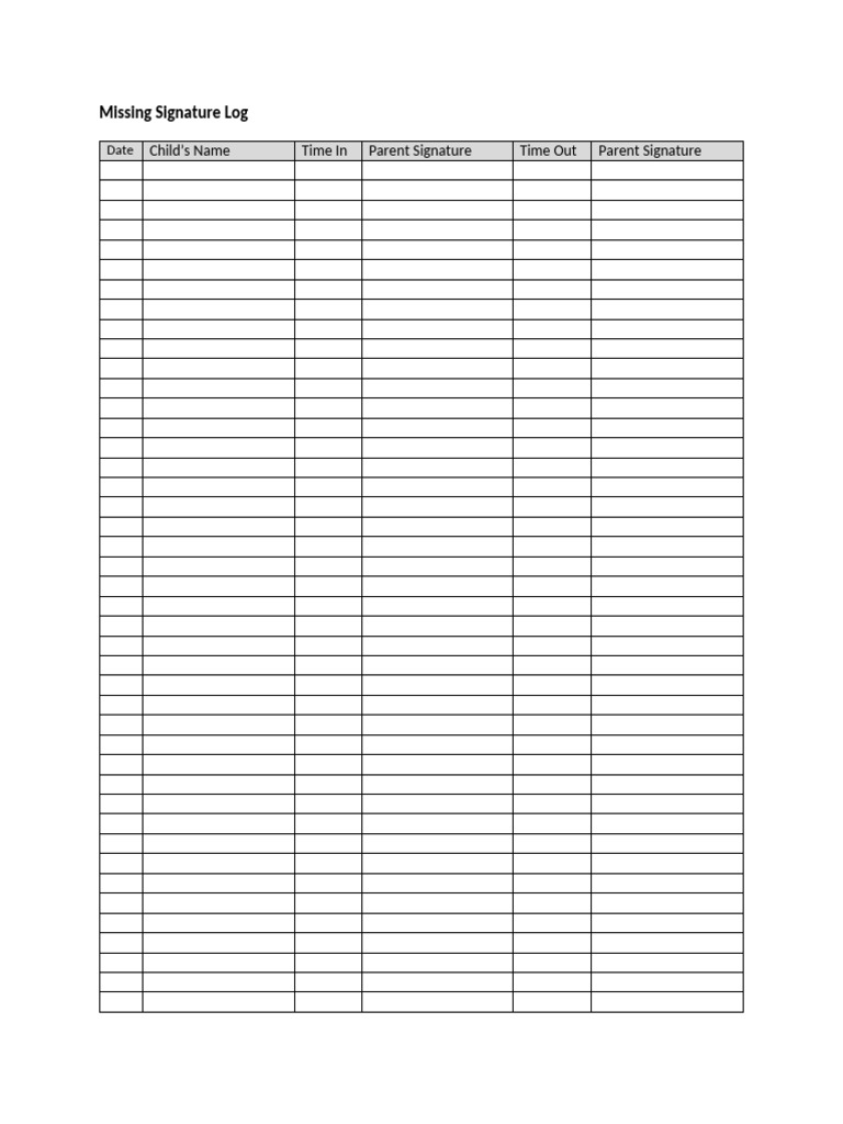 Missing Signature Log | PDF