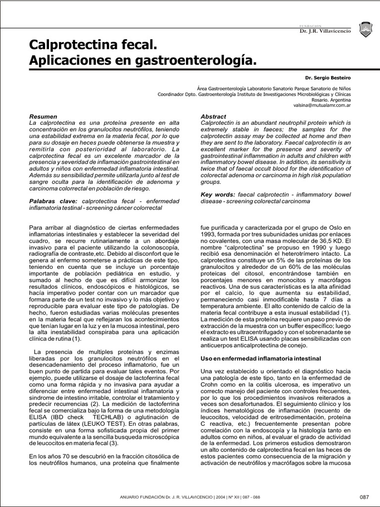 Calprotectina Fecal en Gastroenterología | PDF | Gastroenterología ...