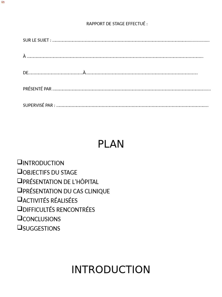 Structure Presentation Rapport BTS | PDF