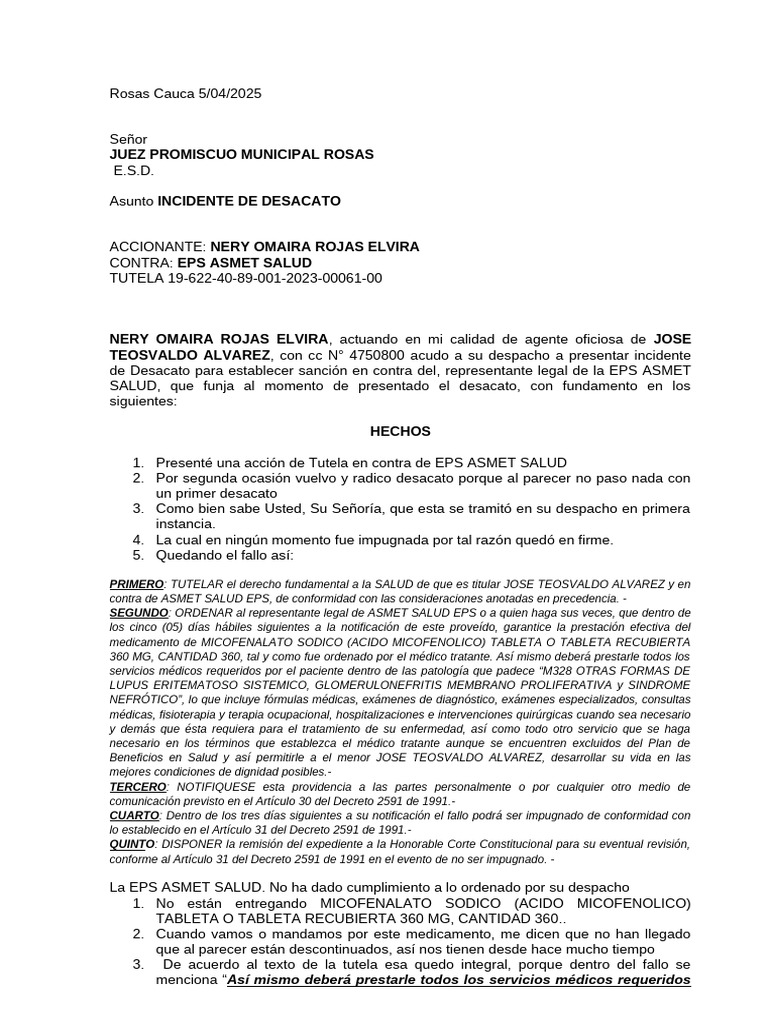DESACATO Nery 2 | PDF | Especialidades Medicas | Enfermedades y trastornos