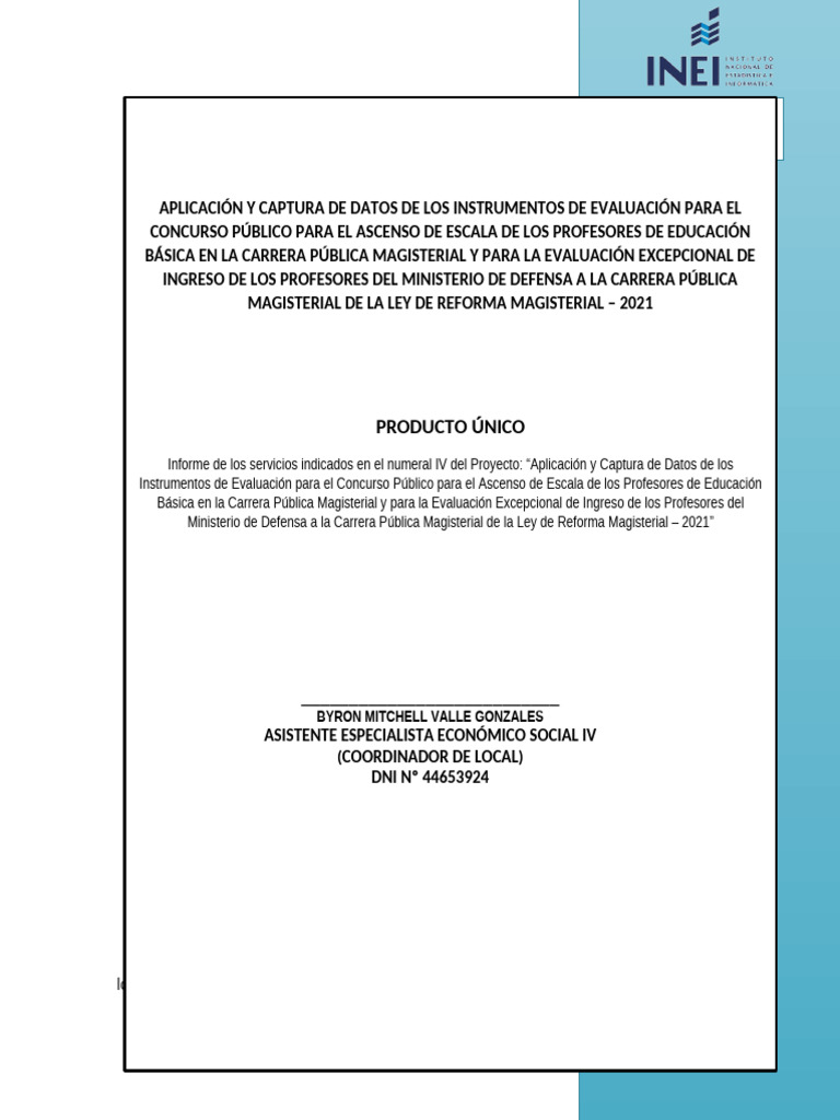 Producto Unico Del CL - Byron Mitchell Valle Gonzales | PDF