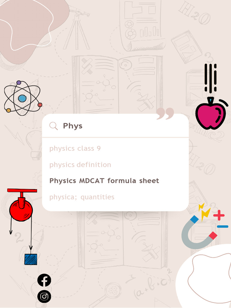 PreMed - PK MDCAT Physics Formula Sheet-1 | PDF | Electromagnetic Induction | Young's Modulus