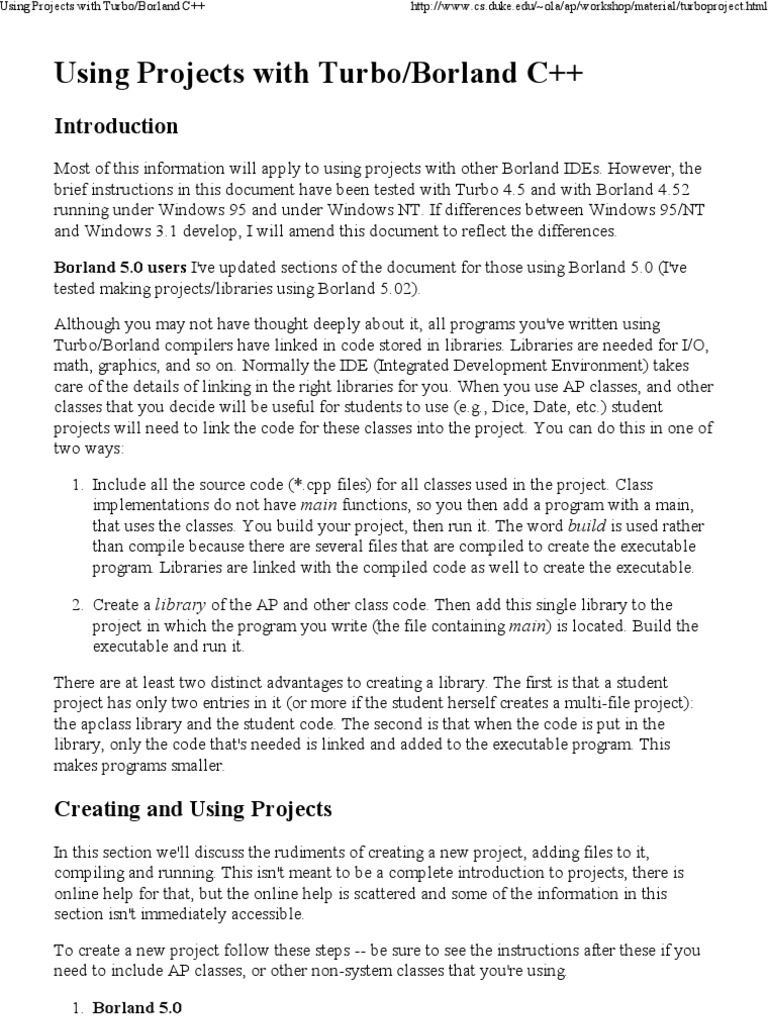 Using Projects With Turbo | PDF | Library (Computing) | Source Code