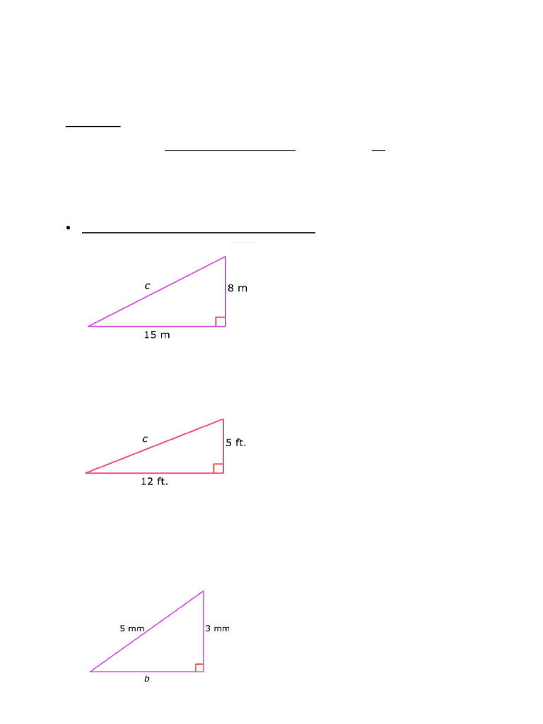 Lesson 9.2 The Pythagorean Theorem - CW1 | PDF