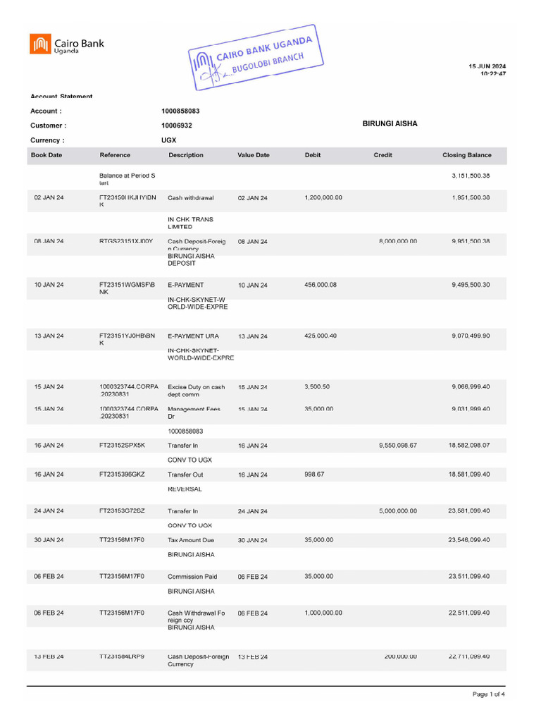 Birungi Aisha Bank Statement | PDF