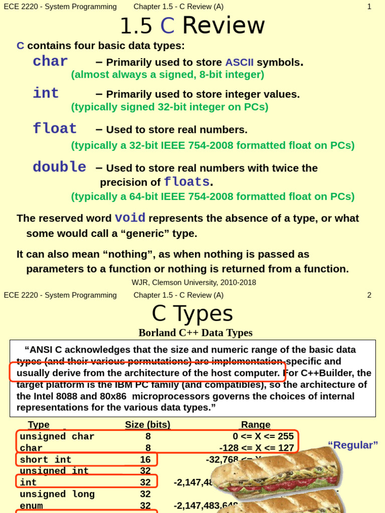 ECE2220Slides (1.5 Intro C Review) A | PDF | Integer (Computer Science) | Data Type