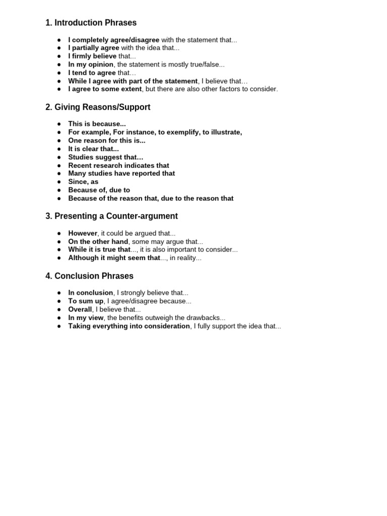 Phrases For Agree - Disagree | PDF