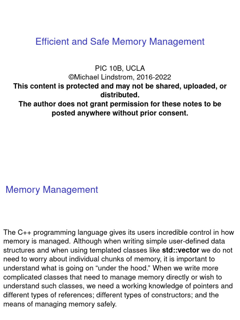 10B MemoryManagement | PDF | Pointer (Computer Programming) | Scope (Computer Science)
