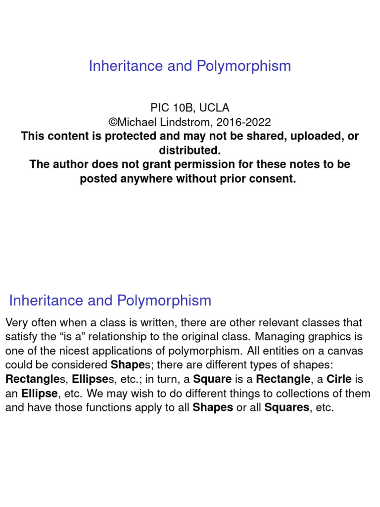 10B_InheritancePolymorphism | PDF | Class (Computer Programming) | Constructor (Object Oriented ...
