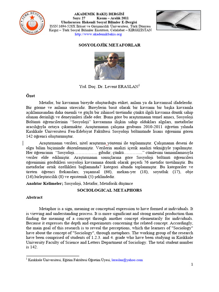 Sosyolojik Dusunme Bolum9 Sosyolojik Metaforlar | PDF