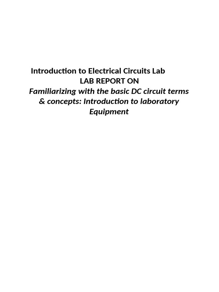Introduction To Electrical Circuits Lab 1 | PDF | Voltage | Volt