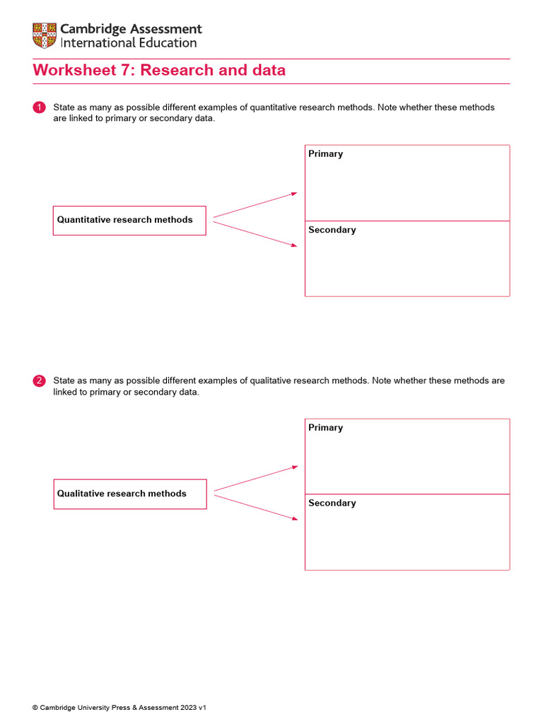 AO1 Worksheet 7 Research and data | PDF