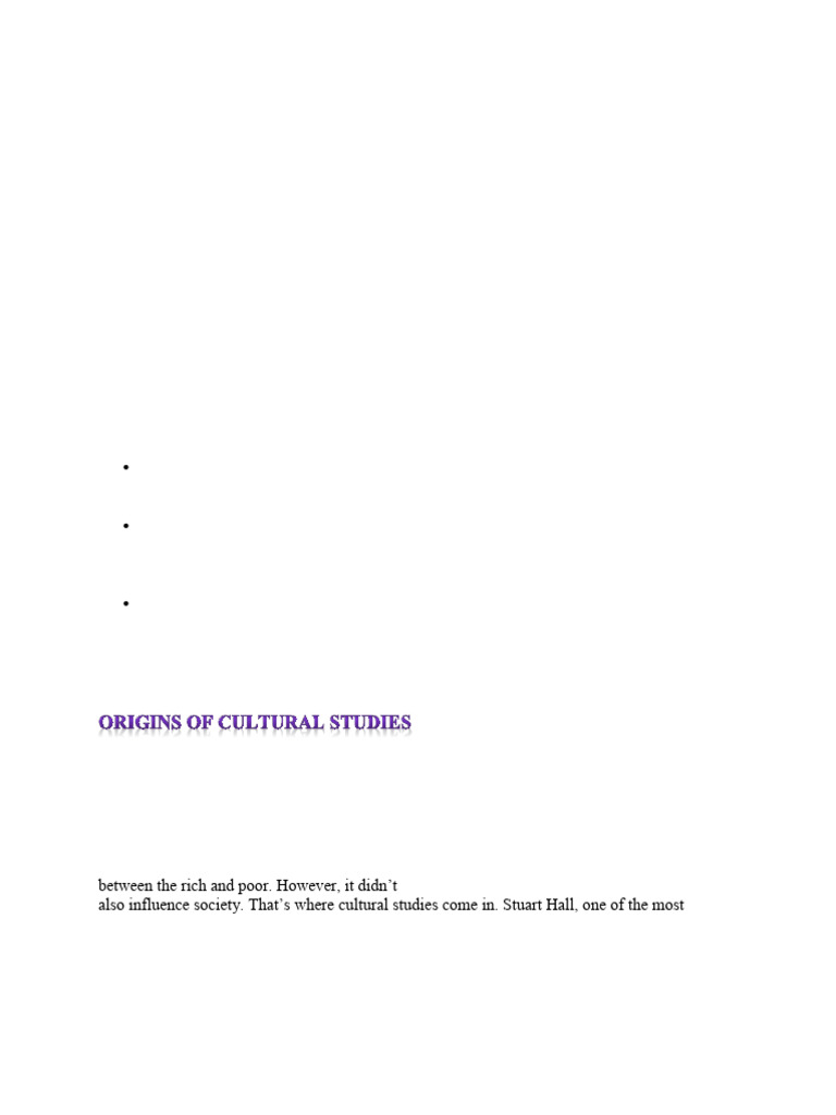Introduction to Cultural Studies Overview | PDF | Cultural Studies ...