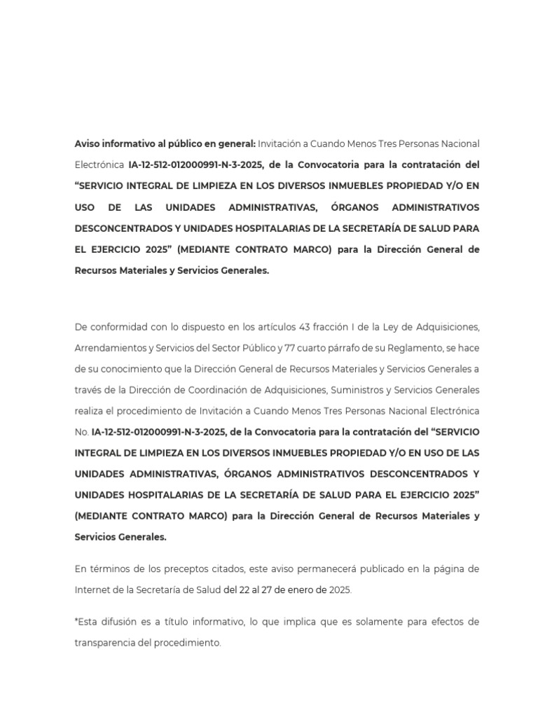 Publicaci N de ITp en P Gina SSA Limpieza | PDF