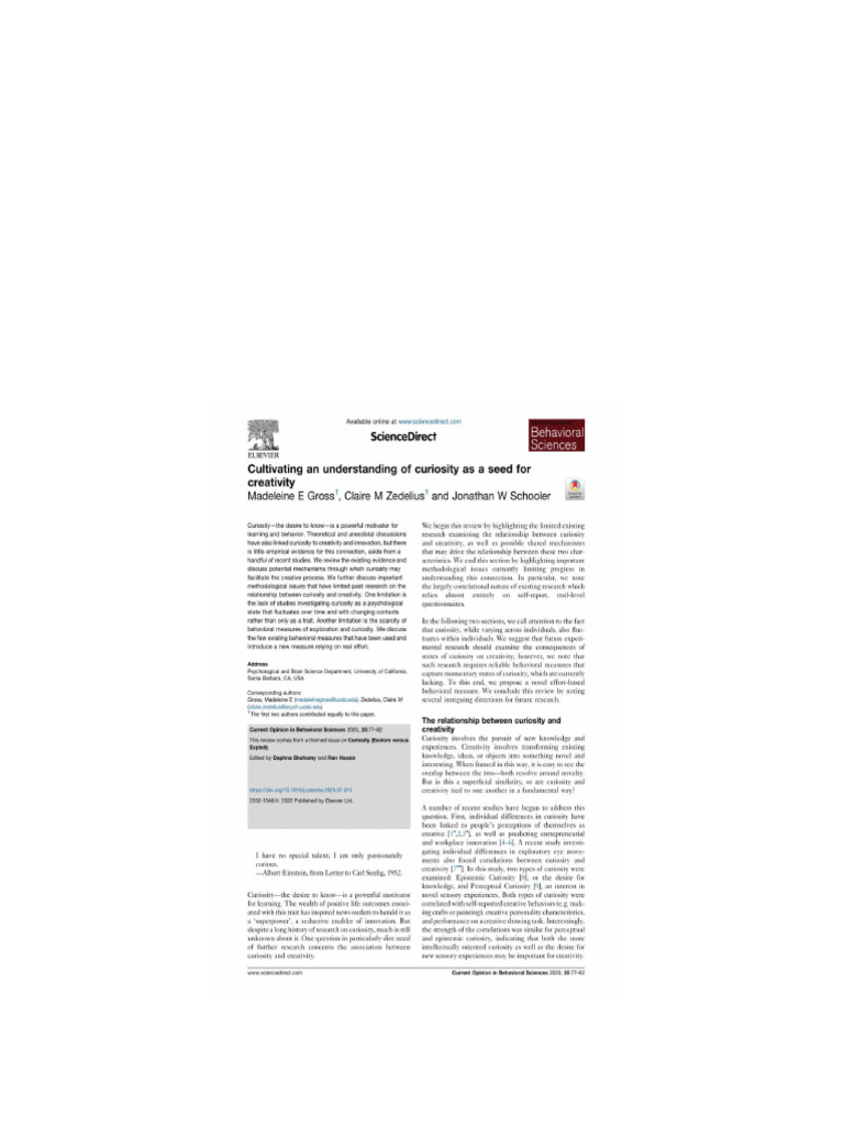 Cultivating An Understanding of Curiosity As A Seed For Creativity - Ebook PDF Download | PDF ...