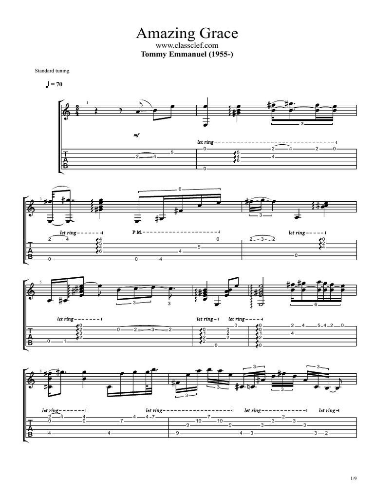 Amazing Grace Guitar Tabs | PDF