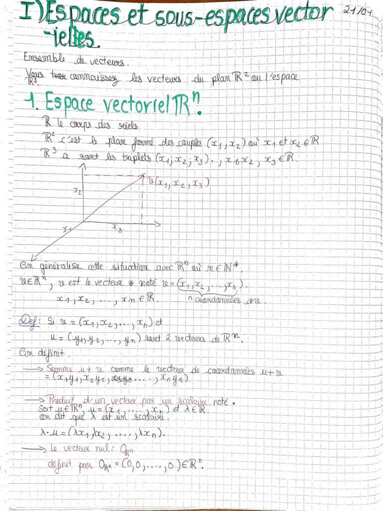 Chapitre1.1-Sous Espace Vectoriels | PDF