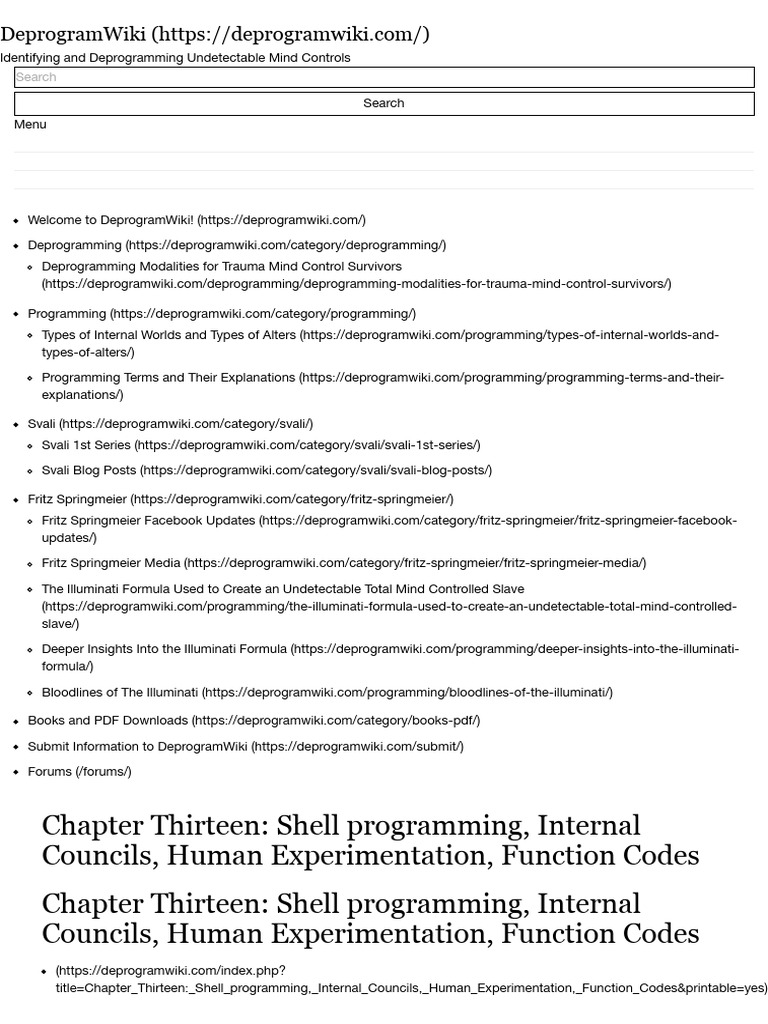 Chapter Thirteen - Shell Programming, Internal Councils, Human Experimentation, Function Codes ...