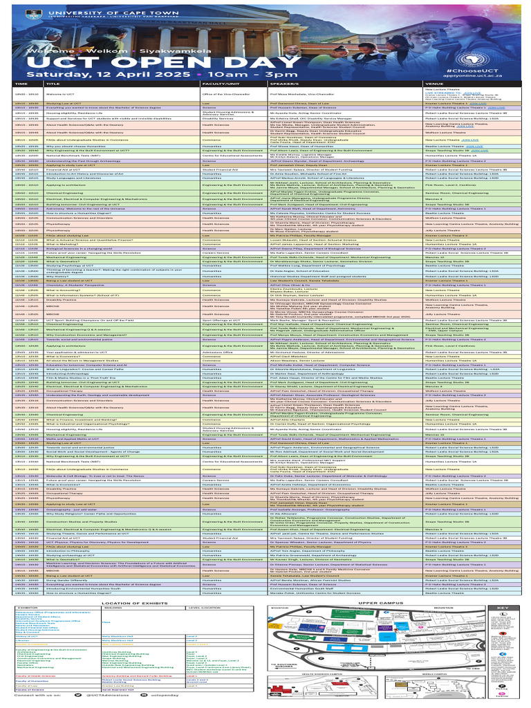 UCT Open Day Schedule 2025 | PDF