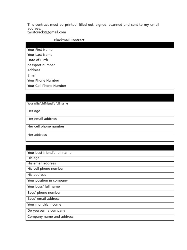 Blackmail Contract From Mistress Madi | PDF