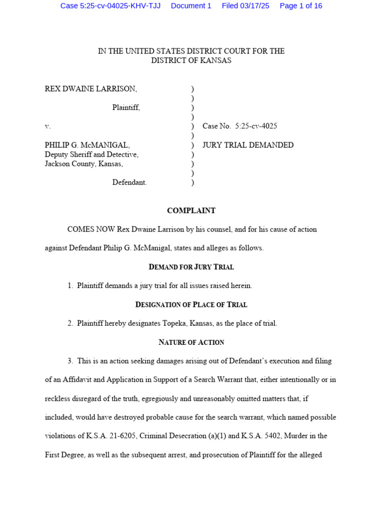 Larrison v. McManigal: Search Warrant Case | PDF | Probable Cause ...