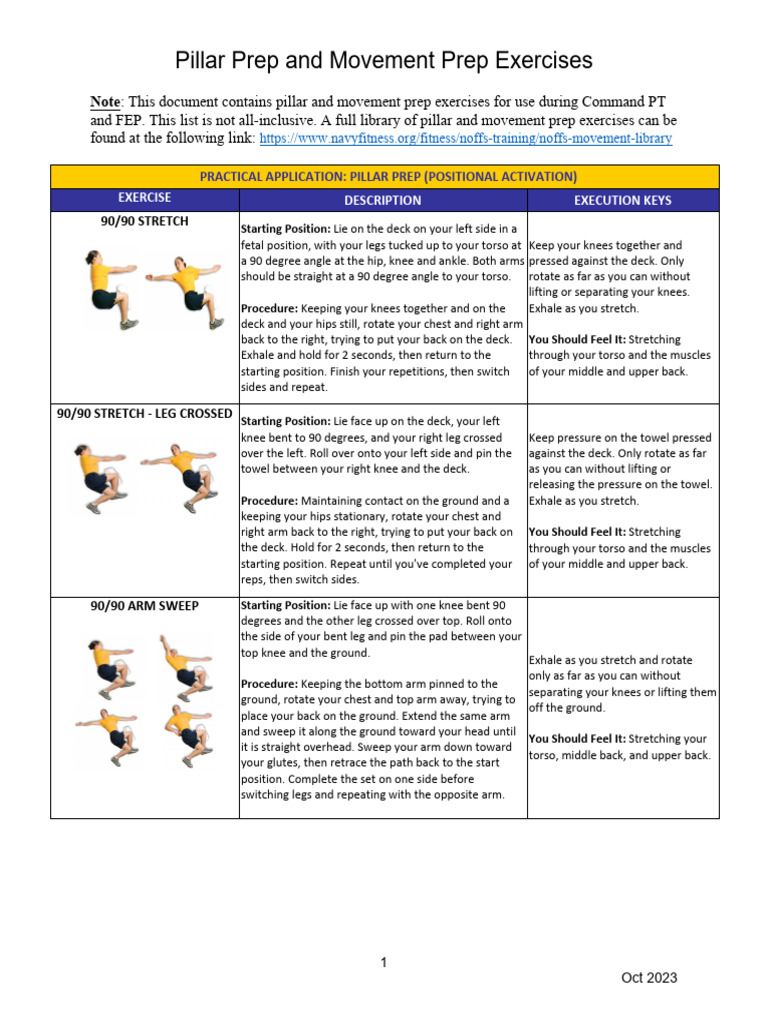 Pillar and Movement Prep Exercises | PDF | Foot | Anatomical Terms Of ...