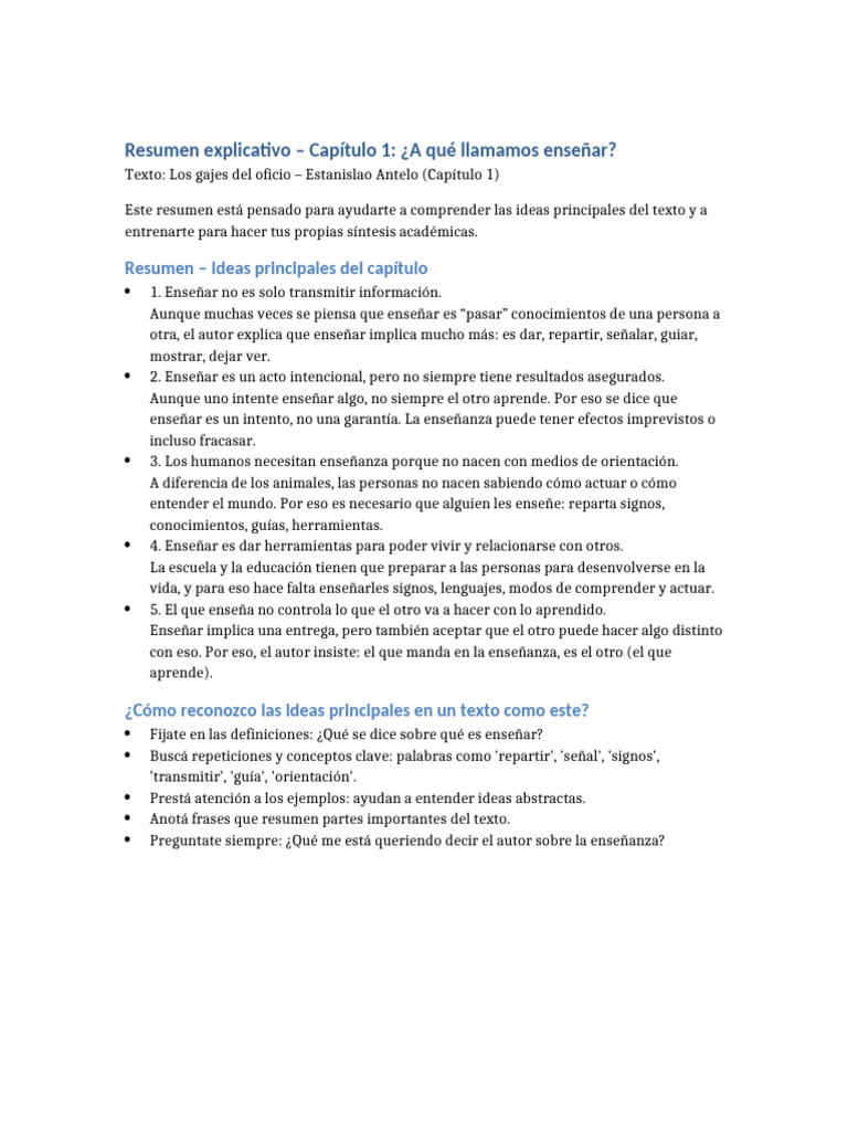 Resumen Explicativo Capitulo1 Alliaud Antelo | PDF