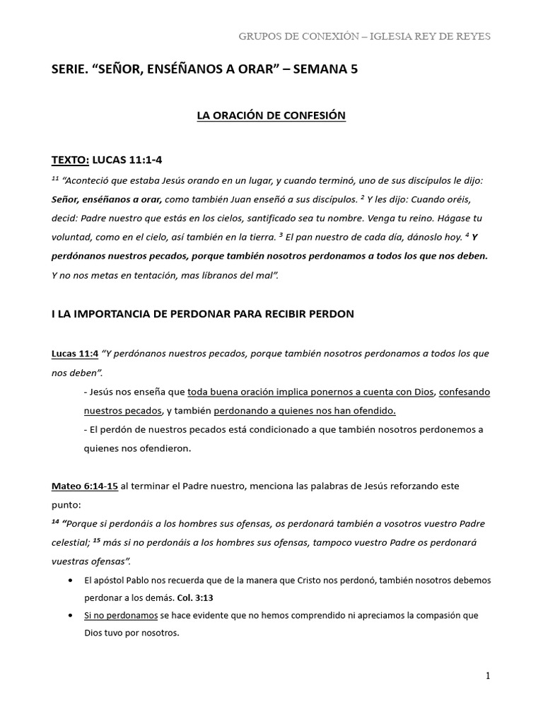 La Oración de Confesión y el Perdón | PDF | Pecado | orador del Señor
