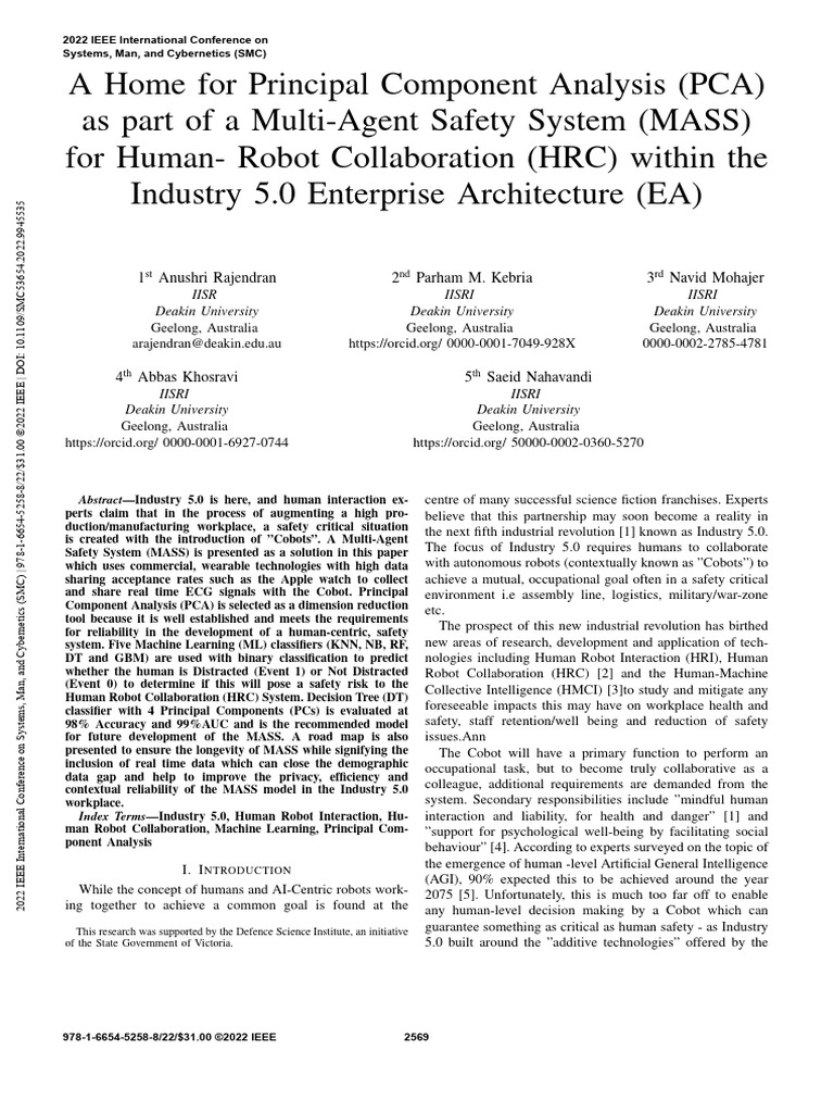 A Home For Principal Component Analysis PCA As Part of A Multi-Agent ...
