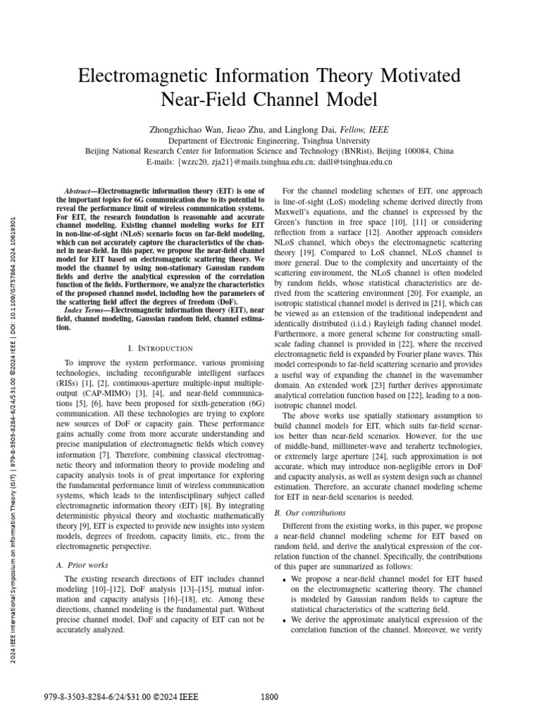 Electromagnetic Information Theory Motivated Near-Field Channel Model ...