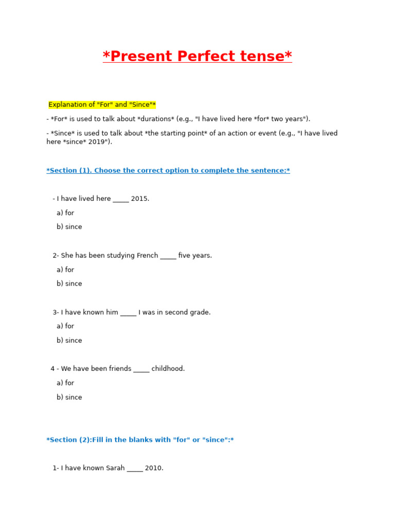 Present Perfect Key Words | PDF | Grammar | Language Mechanics