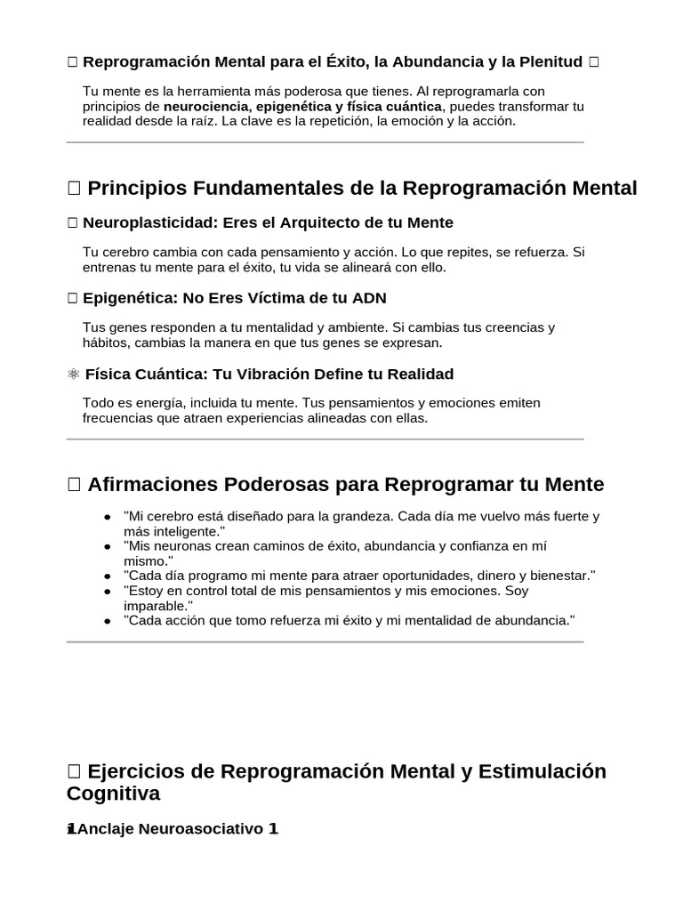 ? Reprogramación Mental para El Éxito, La Abundancia y La Plenitud ...