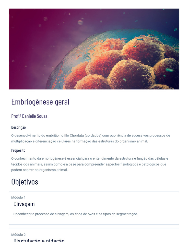 Embriogênese geral | PDF | Ovo | Placenta