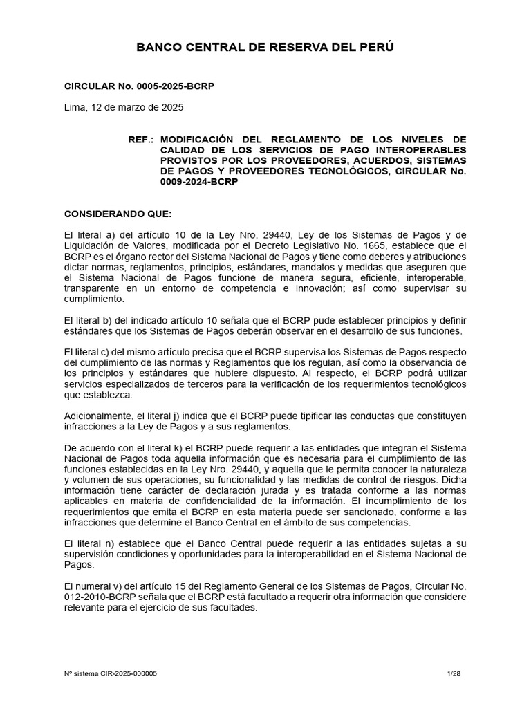 Circular 0005 2025 BCRP | PDF | Regulación | Multa (pena)